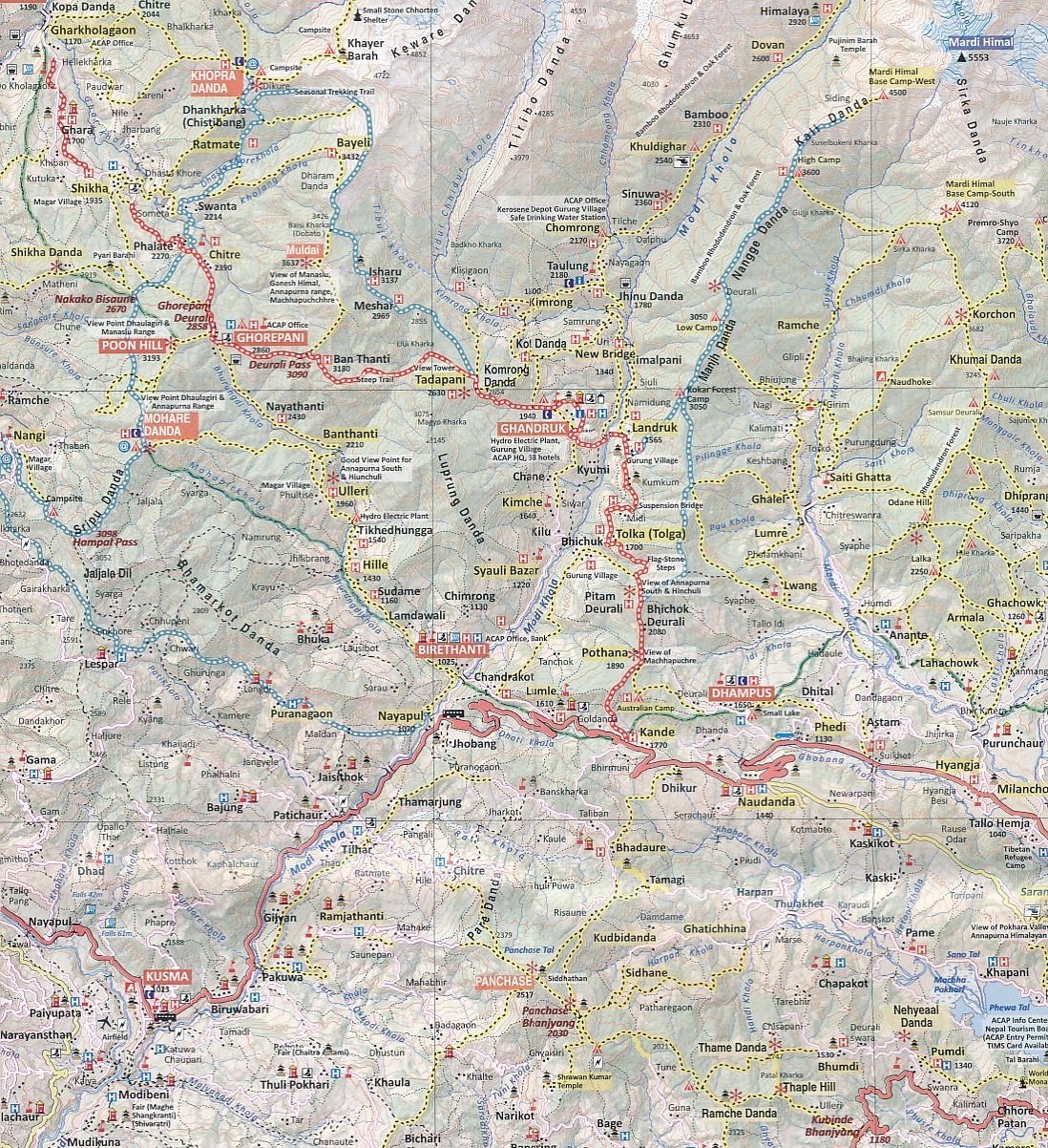 Wandelkaart Around Annapurna - the Annapurna trail | Himalayan Maphouse | 0421790395013 ...